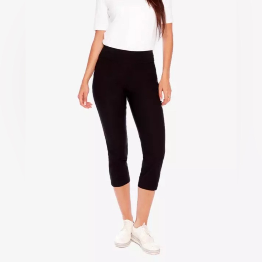 Swing Control Black Basic Core Solid Cropped Pants Si… - Gem